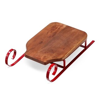 Red Wood Sleigh Serving Board 16 x 8.75 x 3.5 in Perfect for Christmas ...