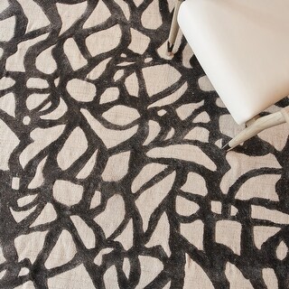 EXQUISITE RUGS Goudy Hand-loomed Wool/Bamboo Silk Ivory/Black Area Rug ...