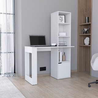 Compact Computer Desk w/ 4-Tier Bookcase & Storage Cabinet - Bed Bath ...