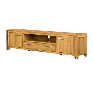 Coco 79 Inch TV Entertainment Console Cabinet, 2 Doors, Brown Acacia ...