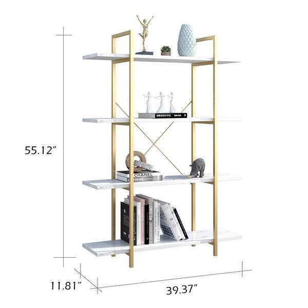 4-Tier Open Shelf Bookcase - Modern Freestanding Wooden Display Stand ...