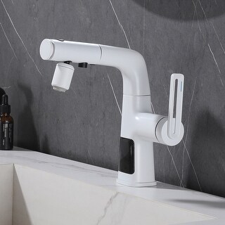 Single Handle Pull-Out Bathroom Faucet with Painted White Finish - Bed ...