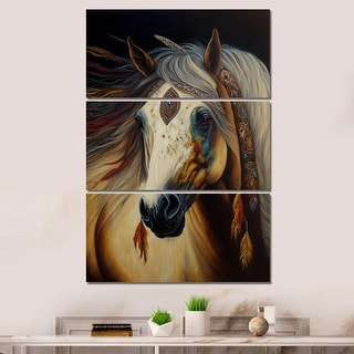 Designart "Amerindian Horse With Feathers I" Animals Horse Indian ...