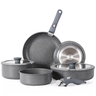 Non Stick Pot & Pan Set with Removable Handle, Ceramic Cookware Set ...