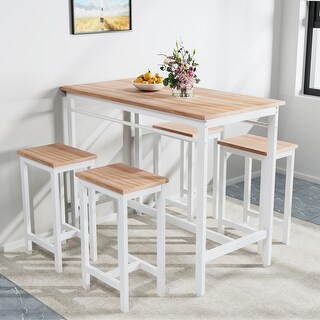 Modern 5-Piece Rectangular Pub Table Set with Metal Frame and MDF Top - Bed Bath & Beyond - 40500739