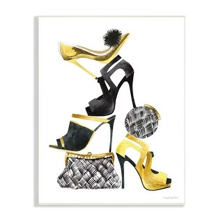 Stupell Glam Fashion Accessories Stacked Shoes and Purses Wood Wall Art ...