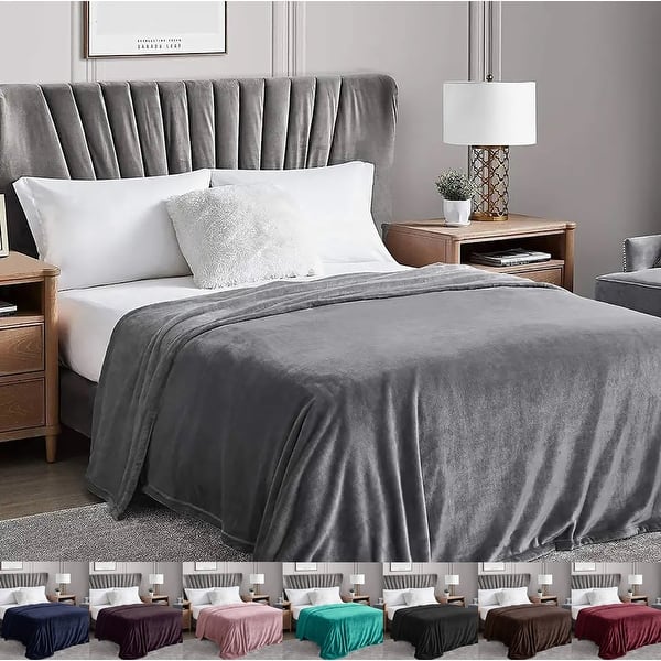 Cozy Microfiber Extra Soft Solid Color Throw Bed Blanket - Bed Bath ...