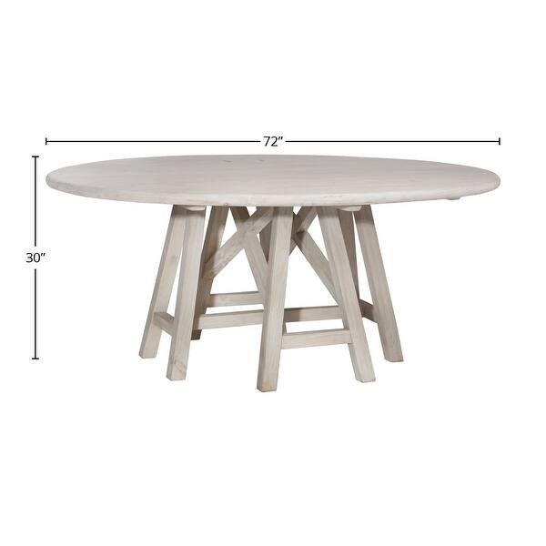 Jonah 72-inch Round Pine Double Trustle Dining Table Finished in Light ...