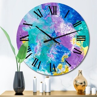 Designart 'Abstract Blue, Pruple and Yellow' Modern wall clock - Bed ...