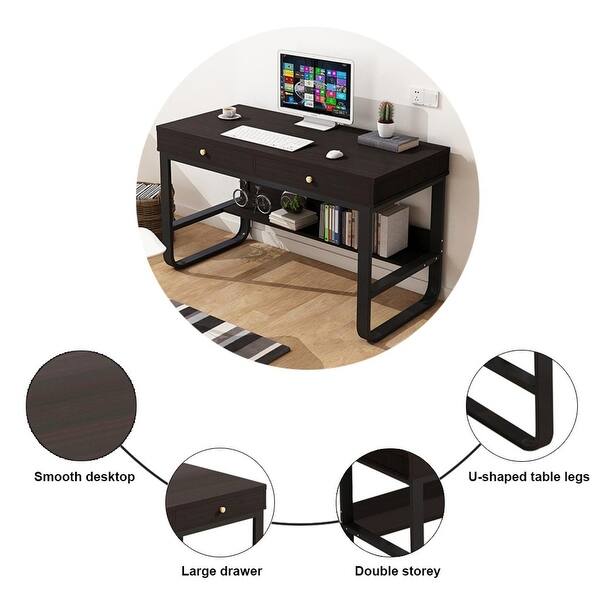 47 Inch Computer Desk Multi layer Storage Frame Computer Desk Laptop ...