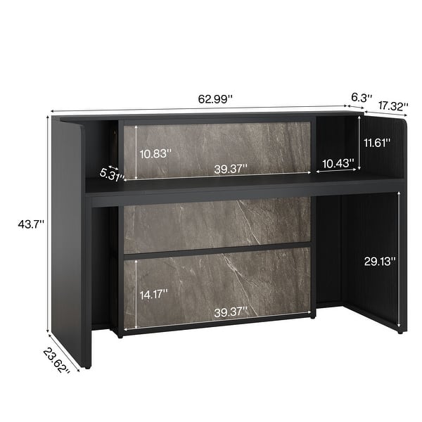 Reception Desk Front Desk with LED Lights,Large Reception Counter Table ...