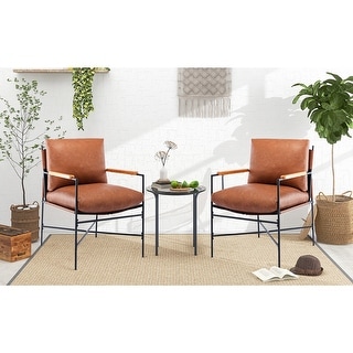 Faux Leather Porch Chair, Accent Chair with Thick Padded Backrest - Bed ...