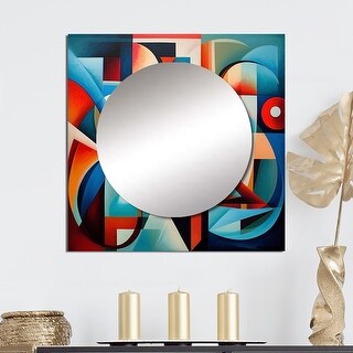 Designart "Orange Blue Geometry Unleashed III" Abstract Shapes Wall ...