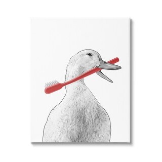 Stupell Duck & Toothbrush Portrait Canvas Wall Art by Annalisa Latella ...
