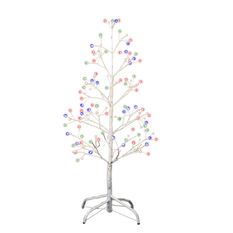Kurt Adler 4-Foot White Birch Twig Tree with Multi-Color 8-Function ...