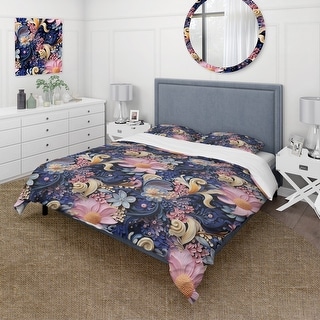 Designart "Purple And Blue Romantic Roses Paisley Pattern" glam bedding ...