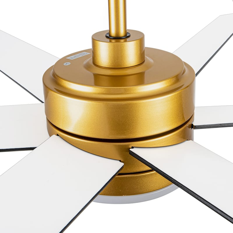 65 Inch Gold/Black LED Ceiling Fan with Light and Remote(6-Blade) - On ...
