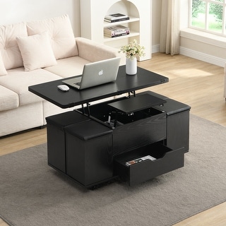 Multi-Functional Lift-Top Coffee Table with Hidden Storage and Stools ...