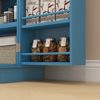 41" Blue Kitchen Pantry with 12 Shelves and Adjustable Storage - Bed ...