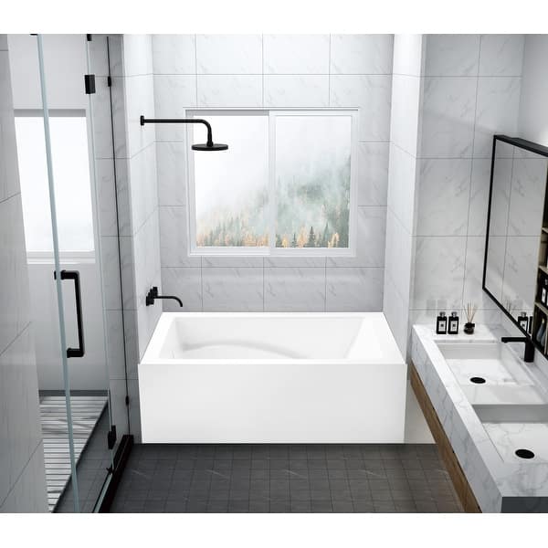 Kingston Brass Oriel 48-Inch Anti-Skid Acrylic Alcove Tub with Left Hand Drain - Bed Bath ...