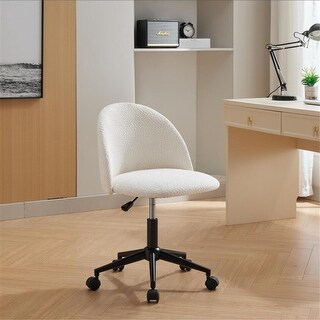 Boucle Office Chair Desk Chair, Mid-Back Adjustable Swivel - Bed Bath ...