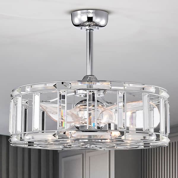 Warehouse of Tiffany Luna 25 Inch Crystal Shade Fandelier with Light ...