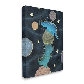 Stupell Galactic Dinosaur Astronauts Outer Space Planets Canvas Wall ...