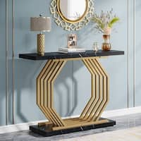 Modern Gold Console Table, Faux Marble Entryway Table Sofa Table, 40 Inch Modern Accent Table ...