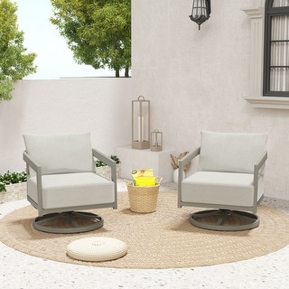 EGEIROS LIFE NovaRest 2-Piece Aluminum Outdoor Patio Swivel Chair with ...