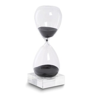 Curata Black Sand Hand-Blown Glass 30-Minute Hourglass with Stand - Bed ...