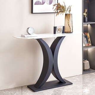 Black Modern Sintered Stone Console Table, Unique Design - Bed Bath ...