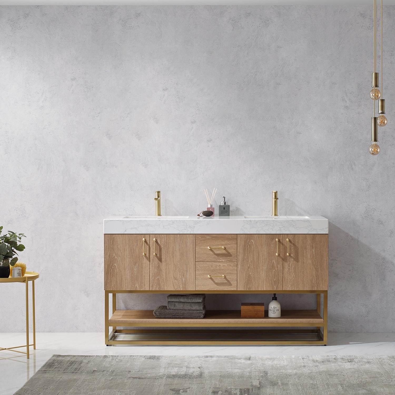 Alistair 42" Vanity with White Grain Stone Countertop Without Mirror ...