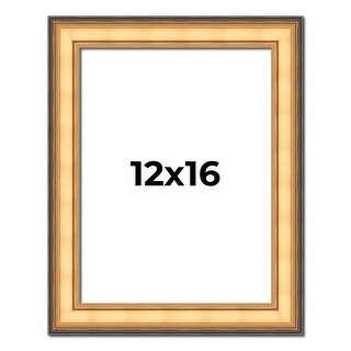 12x16 Frame Gold Plein Aire Solid Wood Picture Frame Width 2 Inches ...