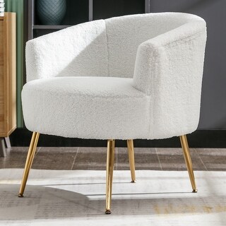 Teddy Fabric Armchair Accent Tub Barrel Chair with Gold Metal Legs for ...