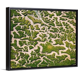 "Water channels in Medway estuary viewed from air." Black Float Frame ...