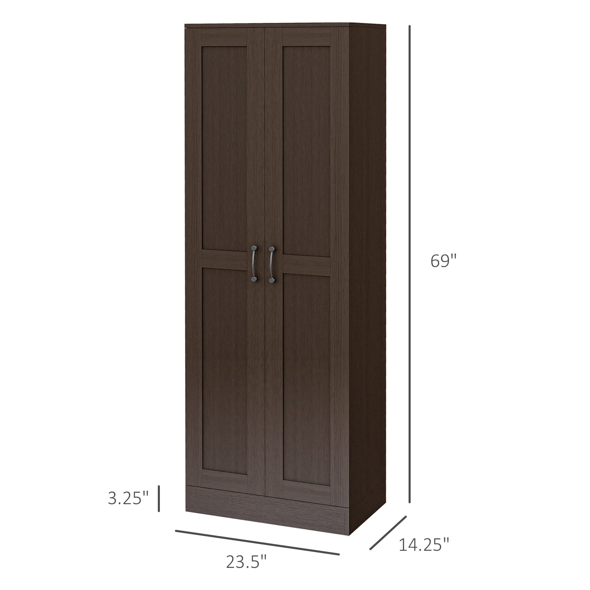 69 Tall Storage Cabinet with Movable Storage Shelves Modern Style Pantry Cupboard Cabinet with Soft Close Doors Coffee