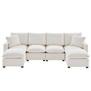 U Shape Modular Sofa Convertible Sectional Sleeper Sofa with Ottoman - Bed Bath & Beyond - 41117673
