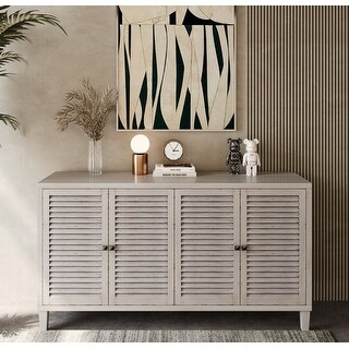Accent Cabinet 4 Shutter Door Wooden Cabinet Sideboard Buffet - Bed ...