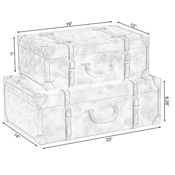 Suitcase Storage Trunk with Faux Leather Set of 2 - Bed Bath & Beyond ...