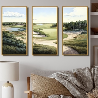 Designart "Golf Course In The Summer" Landscape Golf Course Framed ...