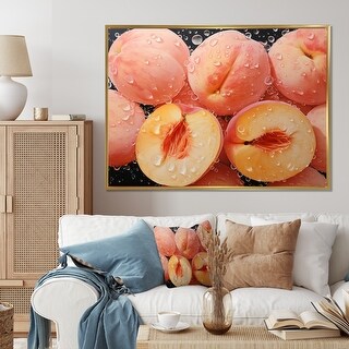 Designart "Fruit Peachykeen Pointillism Dot I" Food & Beverage Framed ...