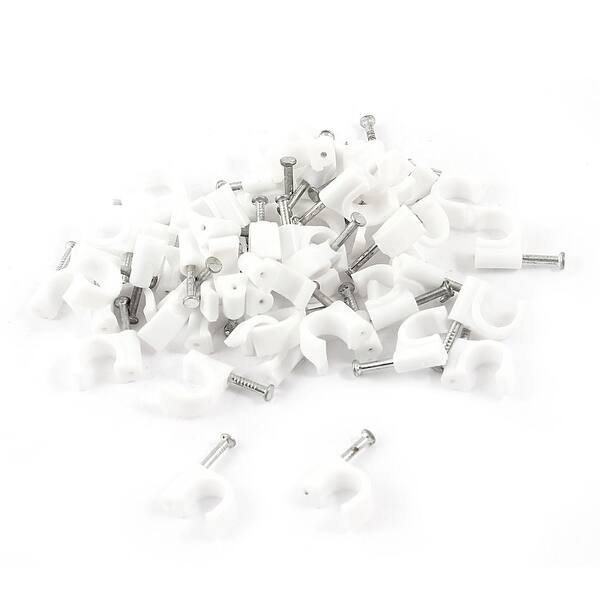 50 Pcs 5/16" 8mm Circle Cable Wire Clips Wall Fastener w Nail - White ...