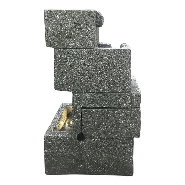 Concrete Crates Fountain With Warm White LED Lights - On Sale - Bed ...