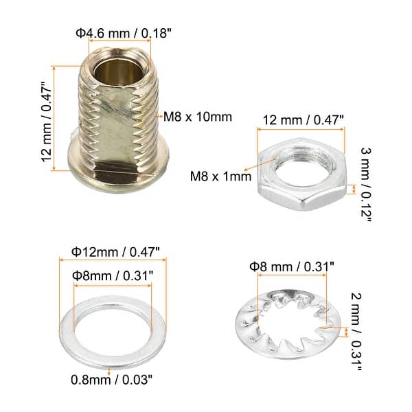 40pcs M8 Thread 12mm Tall Round Hollow Screw Bolts Hollow Bolt Lamp ...