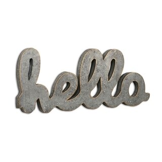 28" Gray Cursive Lettered Hello Wall Sign - Bed Bath & Beyond - 33875334
