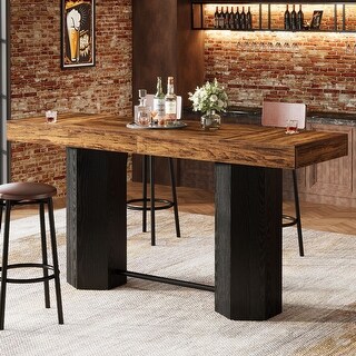 Industrial Bar Table, 70.9" Long Counter Height Pub Table with Sturdy ...