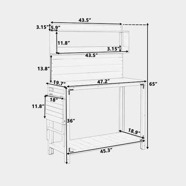 65inch Garden Wood Workstation Backyard Potting Bench Table - Bed Bath ...