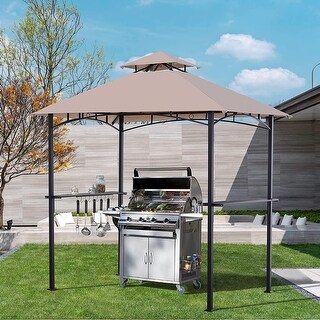 8'x 5' Outdoor Grill Gazebo Barbecue Canopy BBQ Grill Tent w/ Hard Top ...