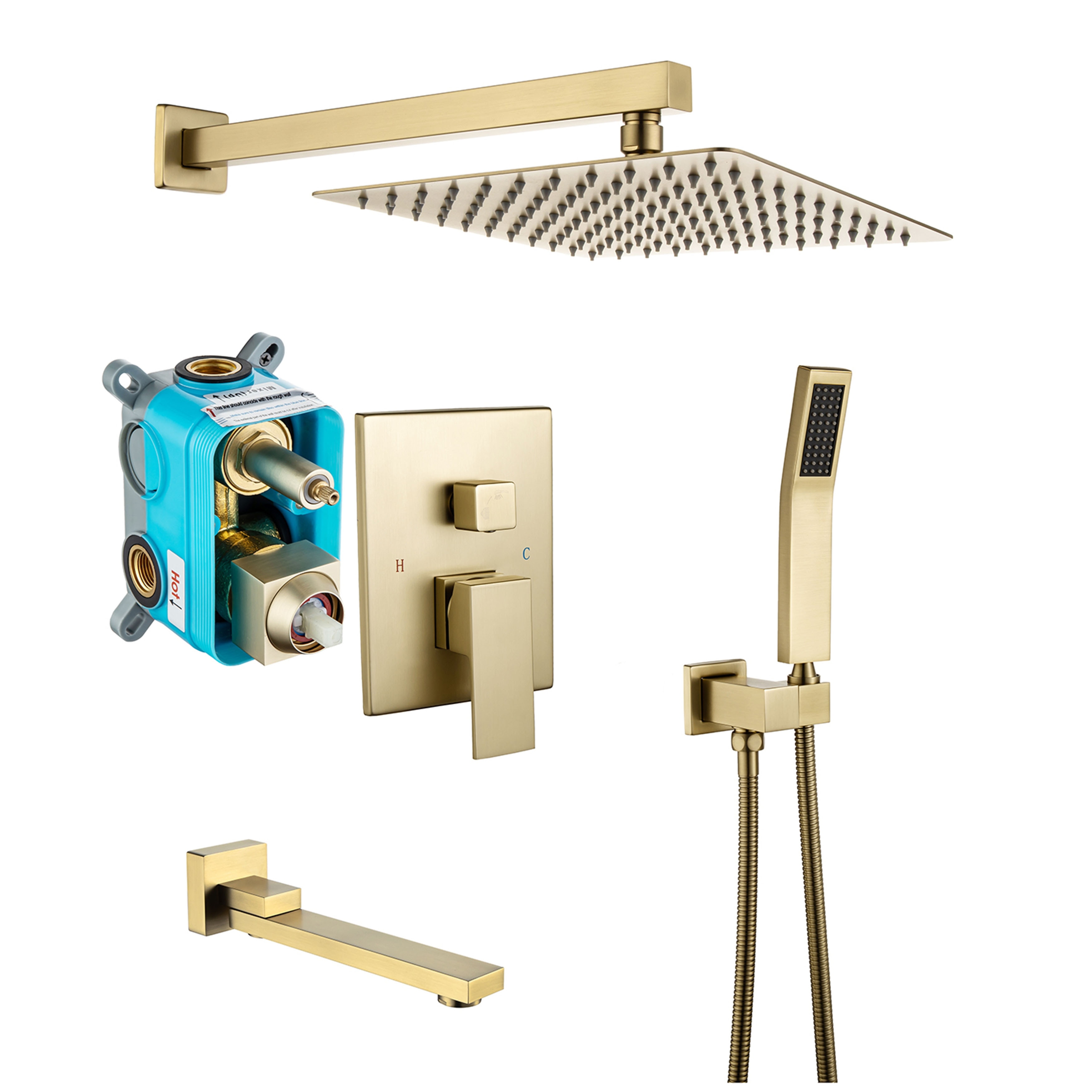 Rainlex Brush Nickel Wall-Mounted Three Functions Tub Shower System ...