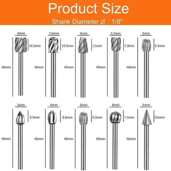 Rotary Burrs Wood Carving Drill Bits Set for Dremel Tool - Bed Bath ...